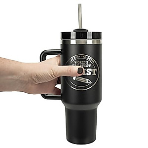 100 North | 40 oz Stainless Steel Double Wall Insulated Travel Tumbler With Handle, Straw, and Lid, World's Greatest Artist Black