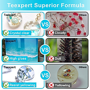 Teexpert Epoxy Resin Crystal Clear: 64OZ Epoxy Resin kit Fast Curing Heat Resistant for Casting Coating Art DIY Craft Jewelry Wood Table Top Flower Preservation- 2 Part(32OZ Resin and 32OZ Hardener)