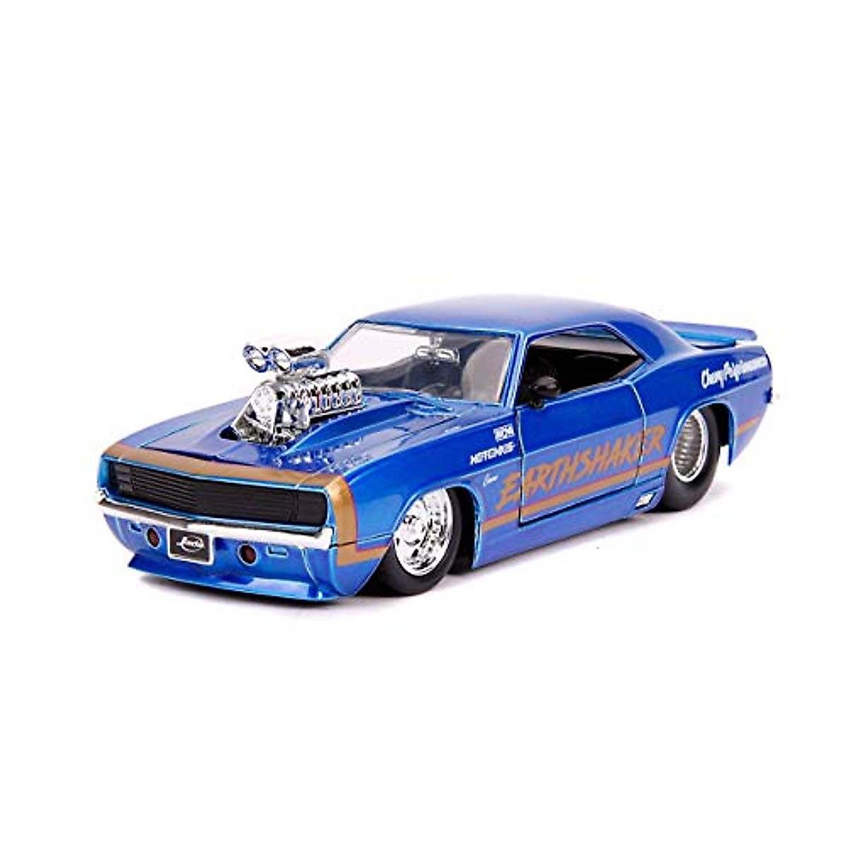 Jada Toys Bigtime Muscle 1:24 1969 Chevy Camaro Earthshaker Die-cast Car Candy Blue, Toys for Kids and Adults