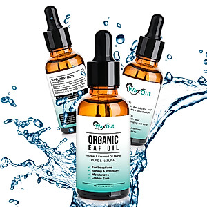 Natural Mullein Ear Wax Removal Oil & Cleaner with Garlic | Pain & Earache Drops | Earwax Softener, Moisturizer & Allergy Soothing | Tinnitus, Itching, Ringing, Infections & Clogged Ears