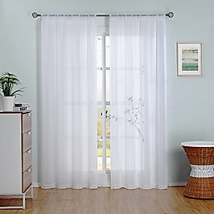 Fragrantex White Valances for Windows 1 Pack Pinstriped Sheer Window Toppers for Bay Window with Arrow Pattern Farmhouse Cafe Small Bathroom Valance Curtains 17" L,Rod Pocket,54" Wx17 Lx1