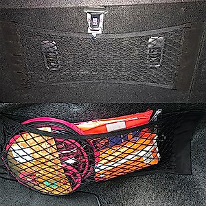 ZKFAR 2 PCS Car Seat Back Dual-Layer Magic Sticker Elastic Net Pocket, Storage Network, 9.8In * 23.6In, Organizer Storage Bag, Universal for Most Cars RV (Black)
