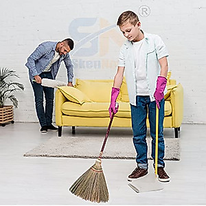 1 Unit of 31 inch Tall of Asian Flower Broom, Thai Natural Bamboo Broom, Handmade Broom, Witch Broom, Bamboo Stick Handle, for RV's Tent Camping