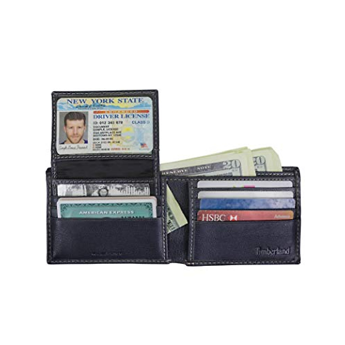 Timberland Men's Leather Passcase Security RFID Wallet, Navy Blue, One Size