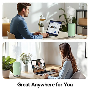 Portable Mini Humidifier, 350ml Quiet Small Cool Mist Humidifiers USB Personal Desktop Humidifier for Bedroom Office Plants Car Baby Nursery with 2 Mist Modes Auto Shut-off (Green)