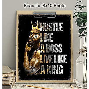 Inspirational African American Wall Art - Motivational Entrepreneur Decor - Positive Quotes Poster Prints - Success Sayings - Encouragement Gifts for Afro Black Men - Home Office - Encouraging Motto