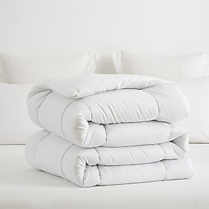 BedTreat Down Alternative Comforter with Corner Tabs - Summer Quilted Light Weight Twin Size 140 GSM White Comforter, Machine Washable Microfiber Bedding