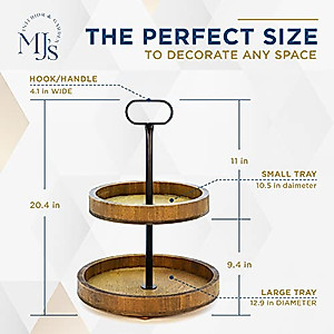 Tiered Tray Stand - 2 Tier Tray for Fruit, Cupcakes & More - Farmhouse Tiered Tray Decor Holder - 2 Tiered Tray Stand Farmhouse Tray - Wooden Trays for Decor - Two Tiered Serving Tray - Two Tier Tray