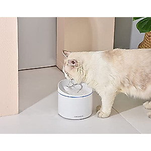 DOGNESS Pet Water Fountain, Healthy and Hygienic Drinking Fountain Super Quiet Flower Automatic Electric Water Bowl for Dogs, Cats, Birds (1L, White)