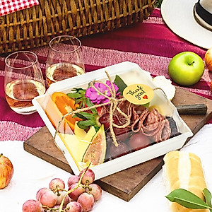 Leafiew 50 Pack Small Charcuterie Boxes with Clear Lids - To Go Paper Mini Charcuterie Box, Disposable Food Containers, 5Inch Dessert Boxes - Sandwich, Cookie, Sushi, Cake Slice, Strawberries (White)