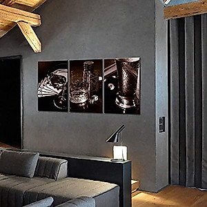Artsbay 3 Piece Canvas Prints Wall Art Whisky Liquor Painting Picture Poker Card Still Life Poster Print for Bar Pub Kitchen Room Decor Stretched Ready to Hang
