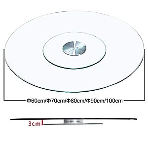 Even Tempered Glass Rotating Tray, Lazy Susan Turntable, Display Rotating Plate, Table Dish Revolving/Rotating Stand, Aluminum Alloy Bearing, Silent/Smooth/Not Easy to Dump