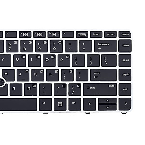 Replacement Keyboard for HP Elitebook 840 G3 848 G3, Elitebook 745 G3 745 G4 Series Laptop with Backlit Silver Frame US Keyboard