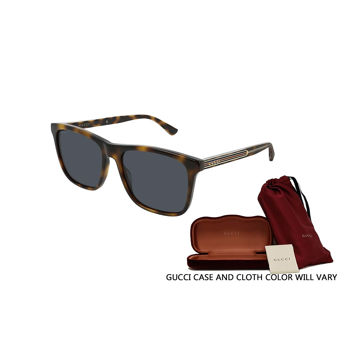 Gucci GG0381S 009 57M Havana/Blue Square Sunglasses For Men For Women+ BUNDLE With Designer iWear Eyewear Kit