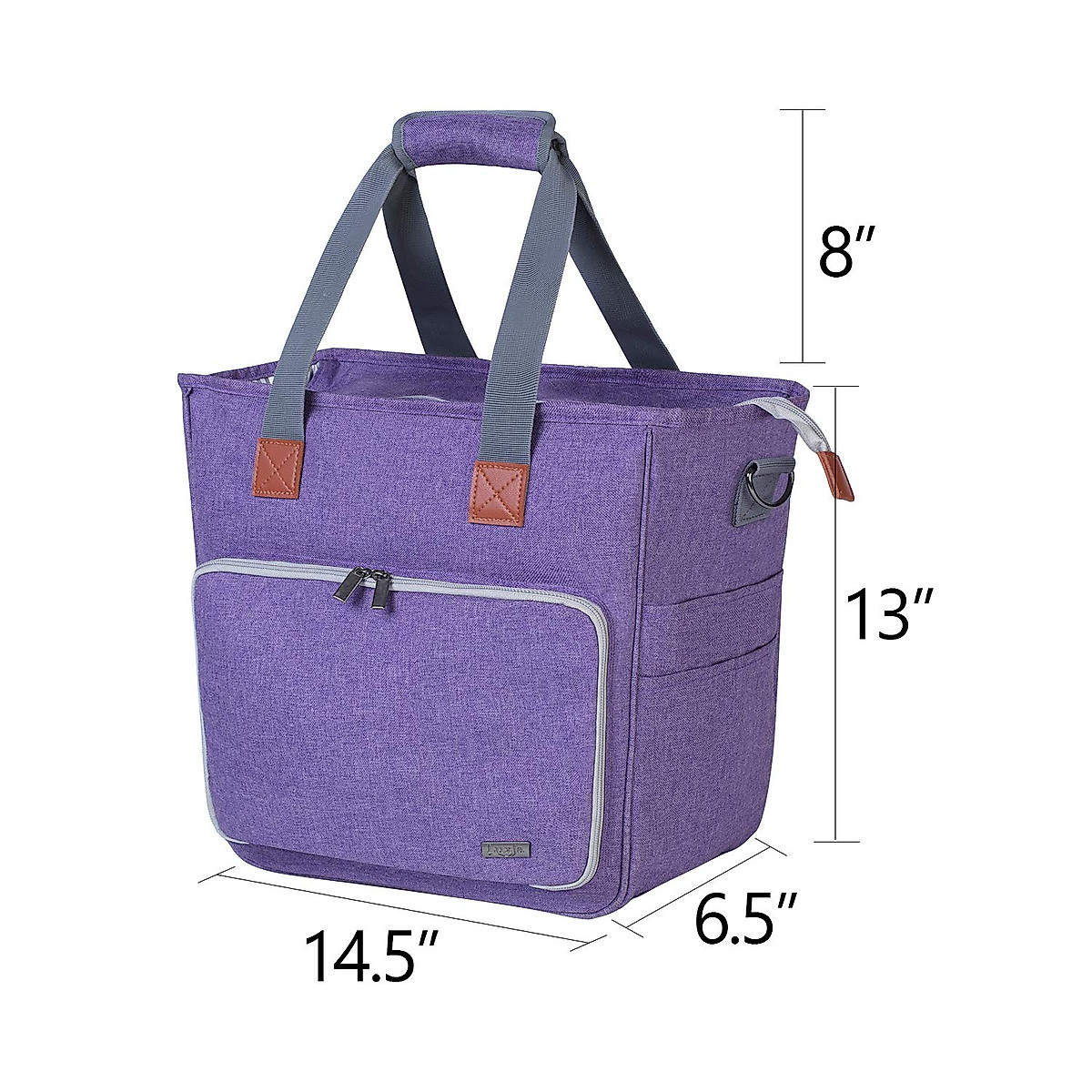 LUXJA Knitting Bag with Shoulder Straps, Yarn Bag for Carrying Projects, Knitting Needles, Crochet Hooks and Other Accessories, Purple