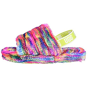 UGG Girls K Fluff Yeah Pixelate Slipper, White, 6 Big Kid