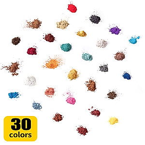Mica-Powder-Pigment-Epoxy-Resin-Dye for Lip Gloss Base, Soap Making, Bath Bomb, Candle, 30 Cosmetic Grade Colors Glitter Colorant Kit by Startso World