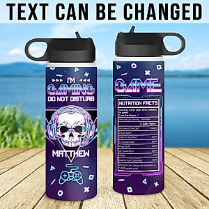 winorax Gaming Gift Personalized Game Water Bottle Stainless Steel Insulated 32oz 18oz 12oz Gamer Bottles With Custom Name Gifts For Men Boys Dad Teen Boyfriend Gift For Birthday Fathers Day
