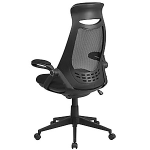 Pemberly Row Contemporary High Back Mesh Swivel Office Chair in Black