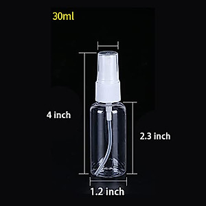 Spray Bottles, 30 Pack 30ml 1oz Clear Empty Fine Mist Plastic Mini Travel Bottle Set, Small Refillable Liquid Containers