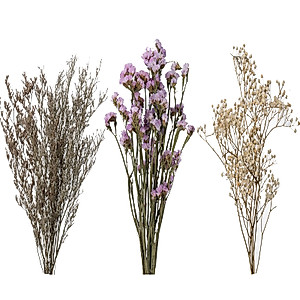 GTIDEA Natrual Dried Flowers Bouquet Dried Babys Breath Flowers with Lavender Dried Floral Arrangements for Farmhouse Wedding Home Table Office Garden Decor (17 Inch)