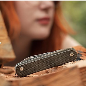 MKM Maniago Knife Makers MALGA 5 MagnaCut, Pocket Knife and Multi Tool, Blade, Saw, 5 EDC Tools in 1, Split Joint, Made in Italy (Green Micarta)