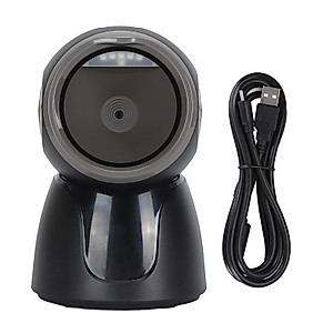 1D 2D QR Barcode Scanner, Omnidirectional HandsFree Automatic USB Barcode Reader Scanner, Cordless Wired Connection, for Banks, Warehouse, Supermarket, Retail Store