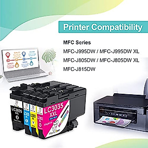 Miss Deer Compatible LC3035 Ink Cartridges Replacement for Brother 3035 3035xxl LC3035XXL Work for Brother MFC-J995DW MFC-J995DW XL MFC-J805DW MFC-J805DW XL MFC-J815DW (1BK, 1C, 1M, 1Y) 4-Pack
