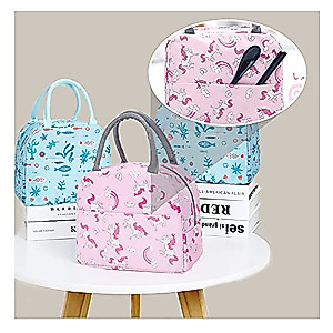 WishLotus Insulated Lunch Bag, Oxford Cloth Lunch Box Water-Resistant Tote Bag Leak-Proof Thermal Lunch Organizer for Men Women Girls Children Outdoor Picnic School Work (Horse)