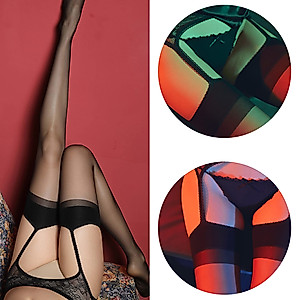 Lidogirl Women's Sultry Nights Garter Belt with Stockings Sheers Lingerie Sets Black 004