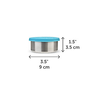 LunchBots 4.5 oz Leak Proof Snack and Side Dish Containers - Spill Proof in Bags and Bento Boxes - Food-Grade Stainless Steel With Silicone Lids - Set of 2 (Aqua)