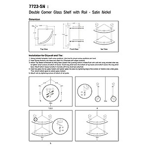 MODONA Double Corner Glass Shelf with Pre-Installed Rail - Satin Nickel - Oval Series - 5 Year Warrantee