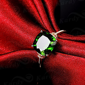 Succinct Fashion Jewelry Women's Green Diopside Gemstone 14K Rose Gold Promise Wedding Engagement Diamond Band Ring