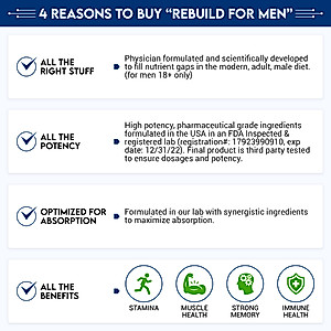 Adrenalwork Mens One a Day Multivitamin –- Includes Zinc, Magnesium, Vitamin B Complex, Iron, Essential Minerals+. Essential Multi Vitamins Supplements for Men