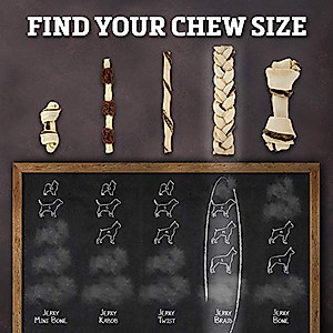 Buffalo Range Rawhide Dog Treats | Healthy, Grass-Fed Buffalo Jerky Raw Hide Chews | Hickory Smoked Flavor | Jerky Braids, 10 Count