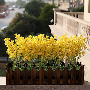 Grand Verde Yellow Plastic Flowers Artificial Bouquets Faux Wildflowers Real-Touch Plants DIY Home Decor Table Centerpiece Birthday Decoration, Bulk 10pcs