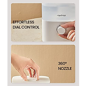 raydrop Humidifiers for Bedroom, 2.5L Top Fill Cool Mist Humidifiers for Home, Large Room, Baby, and Plant, Essential Oil Diffuser with Cycling 7 Color Lights, 360° Nozzle, Auto Shut-Off, White