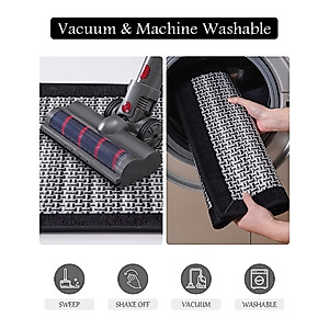 PADOOR Kitchen Rugs and Kitchen Mats Non Skid Washable - Non Slip Absorbent Kitchen Runner Rugs for Floor, Machine Washable Standing Mats for in Front of Sink,Laundry Room,Hallway(20"x70",Black)