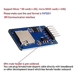 Wishiot 5pcs SD Card Module Mini TF Card Reader Sensor with SPI Interface Onboard Level Conversion +1pc 40P Male to Female Dupont Cable for Arduino Mega2560 Nano ESP8266 ESP32 Wemos D1 Mini