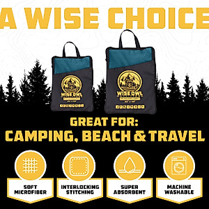 Wise Owl Outfitters Camping Towel Ultra Soft Compact Quick Dry Microfiber - Great for Fitness, Hiking, Yoga, Travel, Sports, Backpacking & The Gym - Free Bonus Hand Towel 24x48 MB