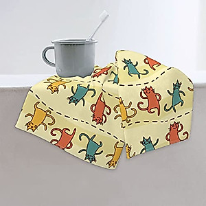 Cute Cats Dancing Hand Towels Set of 2 Cat Party Soft Towel Face Towel Bathroom Kitchen Tea Dish Towels 27.5x16in
