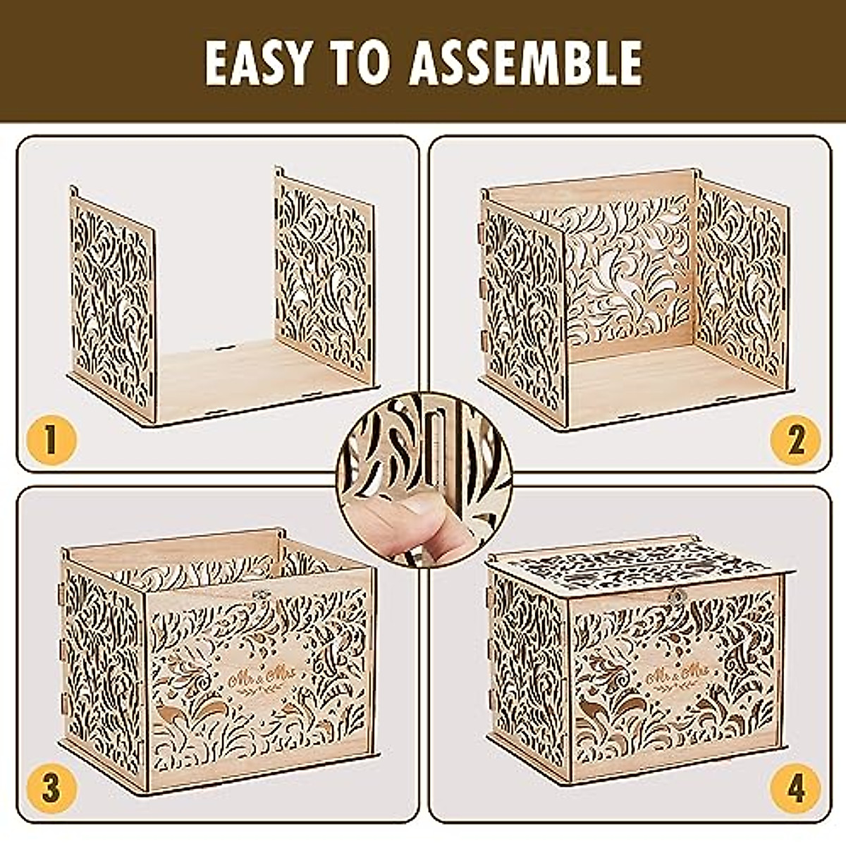 AW BRIDAL Wedding Card Box with Card Sign, Mr Mrs Gift Box Money Envelop Boxes for Party Graduation Reception Engagement Bridal Shower Gifts for Couples