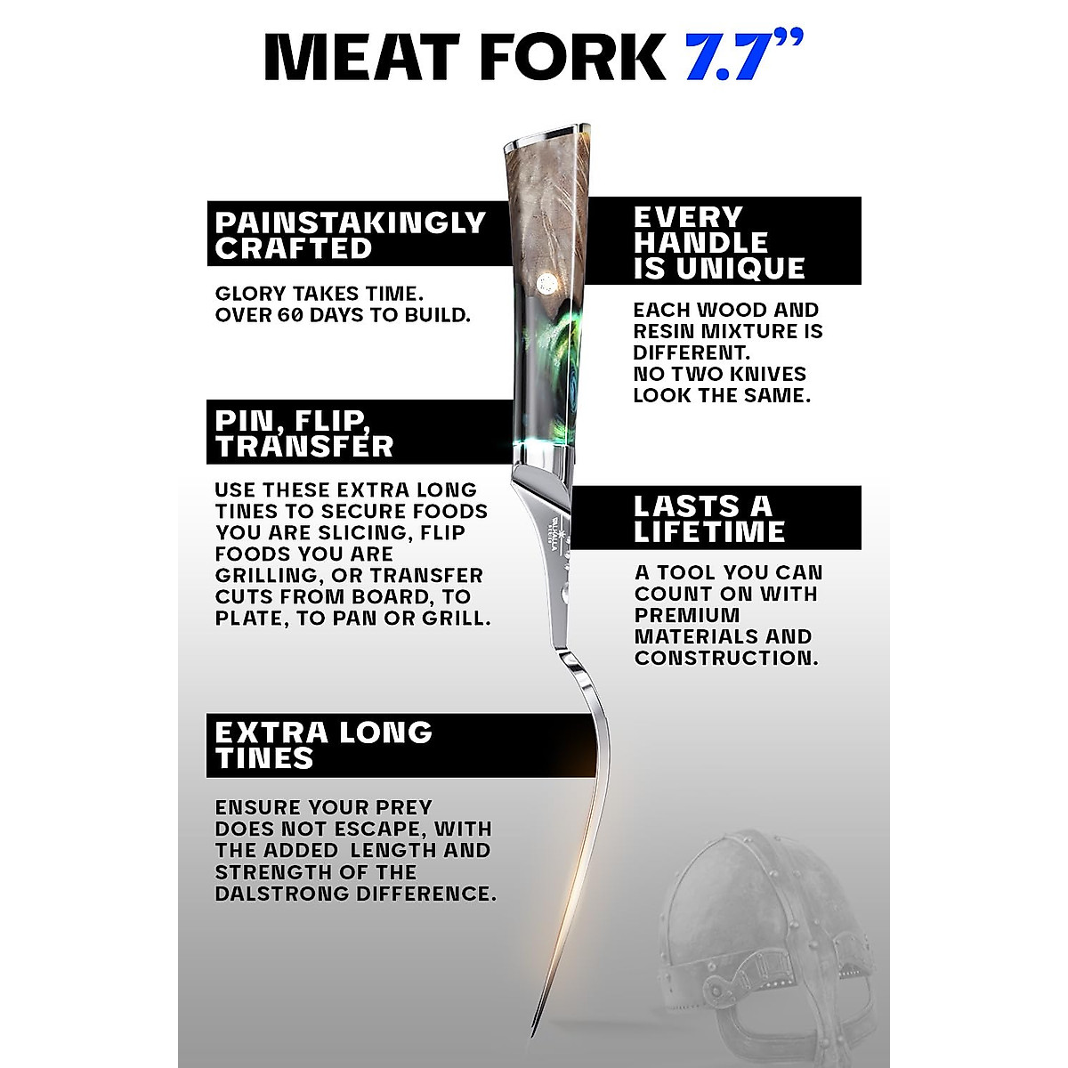 DALSTRONG Meat Fork - 7.7 inch - Valhalla Series - 9CR18MOV High Carbon Steel BBQ - Professional Barbecue Carving Fork Gift - Celestial Resin & Wood Handle - Kitchen Utensils - Two Pronged Fork