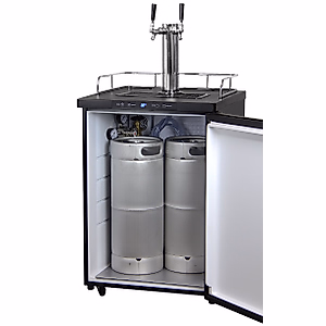 Kegco K309X-2 Keg Dispenser, 2 Faucet, Black Stainless Steel