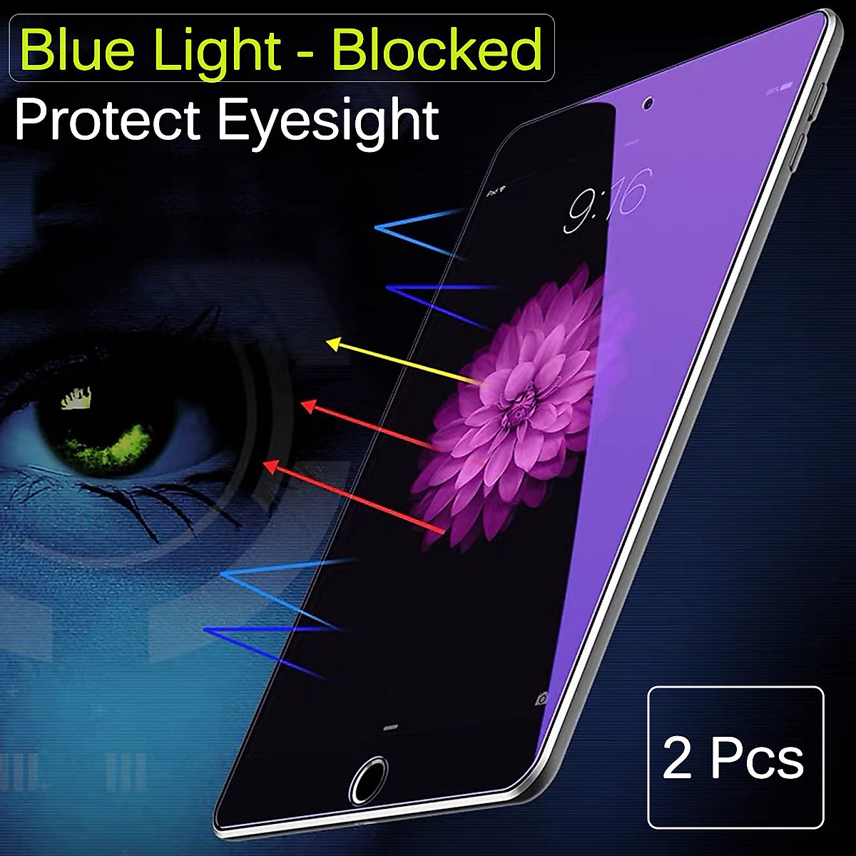 Umhlaba Anti Bluelight Compatible With iPad 9th Generation Screen Protector 10.2 inch 8th 7th Gen 7 8 9 th Tempered Glass 9H Blue Light Blocked 2 pack 2021