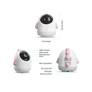 Simshine Baby Monitor - Wi-Fi HD Video Camera, 2K Smart Baby Camera Monitor with 360° Rotation, Crying Detection and Sleep Analytics Two-Way Audio Compatible with iOS & Android