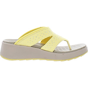 BZees Womens Nola Bright Embellished Slip On Wedge Sandals Yellow 9 Medium (B,M)