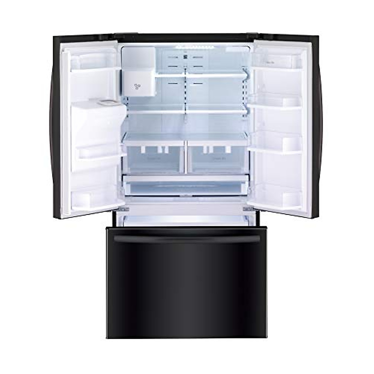 Winia WRFS26DBCE French Door Bottom Mount Refrigerator, 26 Cu Ft, Black