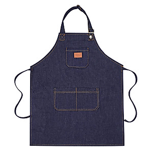 lazynice Kids Apron Kids Jeans Apron For Boys, Girls Apron Chef Cotton Denim Apron With 3 Pockets Kitchen Cooking Baking Wear, Gardening,Painting, BBQ, Art,DIY,Drawing