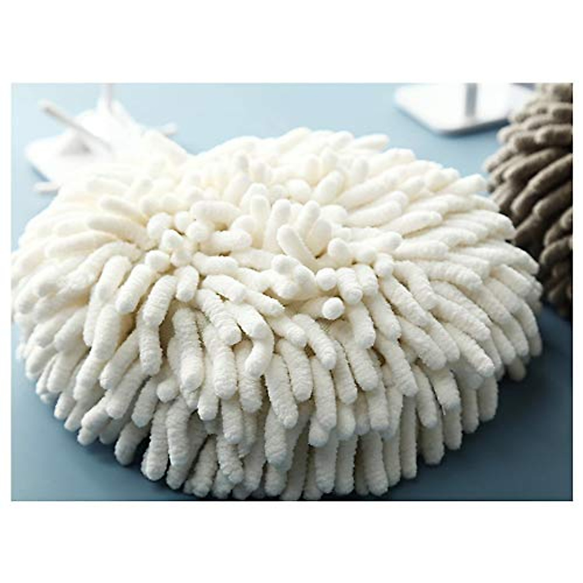 yaocoral 2 Pack Chenille Hand Towels,Kitchen Bathroom Hand Towels with Hanging Loops,Quick Dry Hand Bath Towel Hanging Absorbent Microfiber Hand Towels